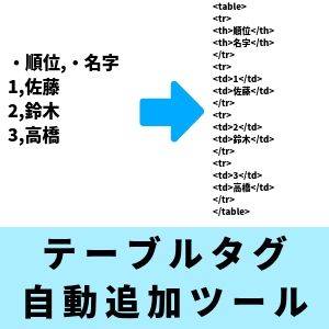 テーブル(table,tr,th,td)HTMLタグ自動作成/追加ツール